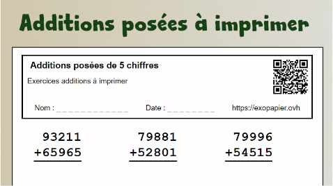 A imprimer : additions à trous niveau CE2 CM1